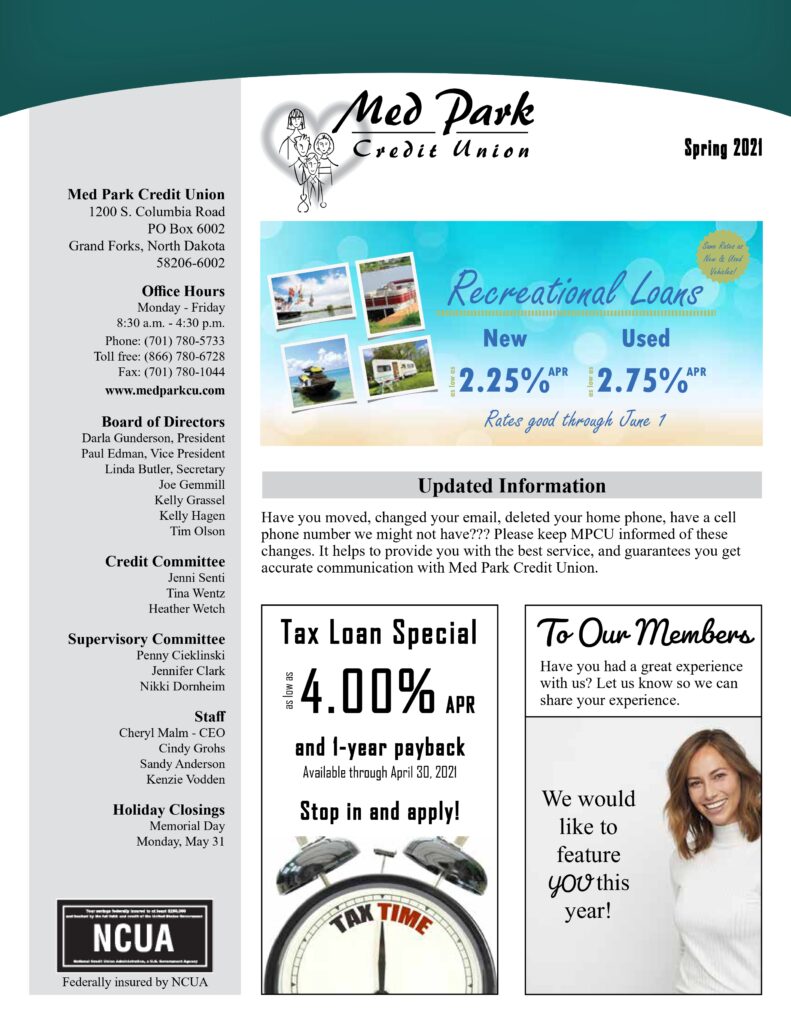 2021 SPRING NEWSLETTER - Med Park Credit Union