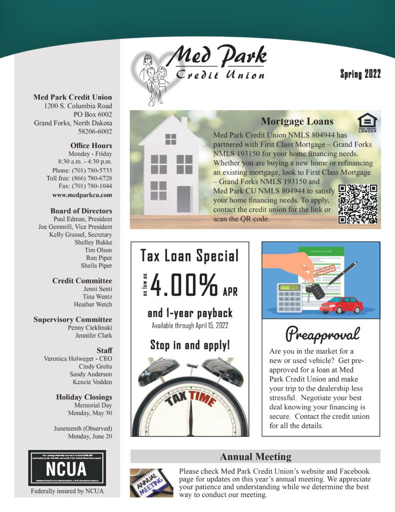 SPRING 2022 NEWSLETTER - Med Park Credit Union