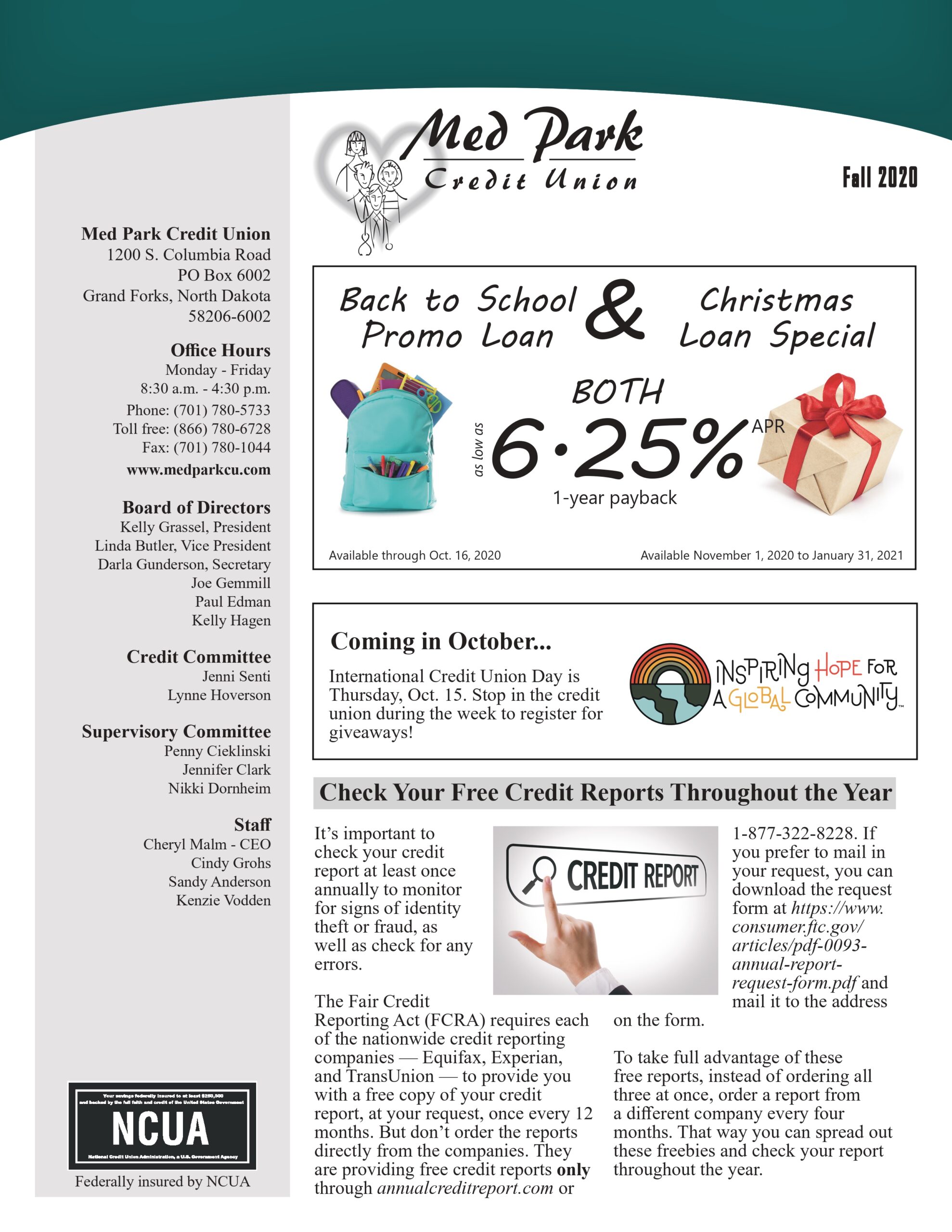 2020 FALL NEWSLETTER - Med Park Credit Union
