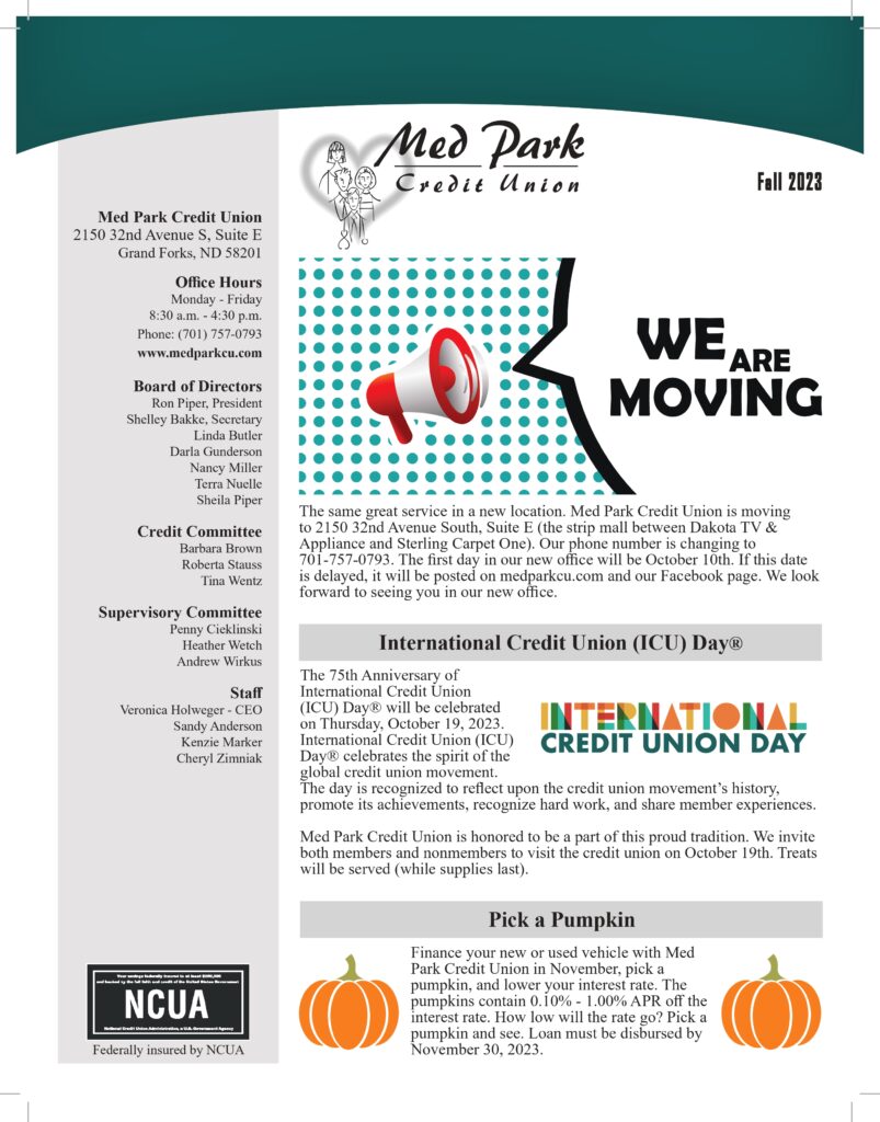 FALL 2023 NEWSLETTER - Med Park Credit Union